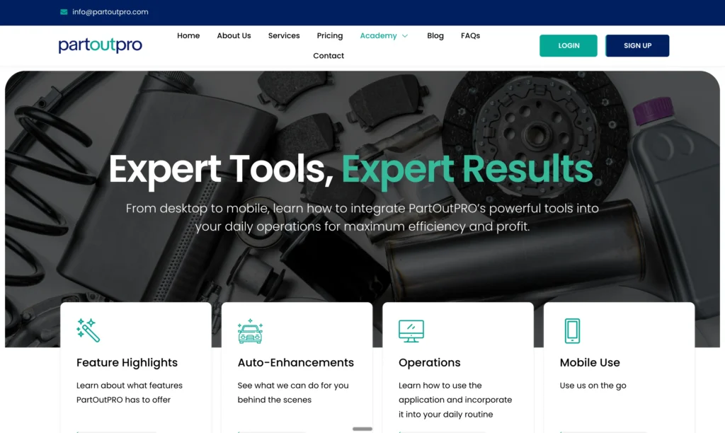PartOutPRO Academy | Expert Used Auto Parts Listing Training