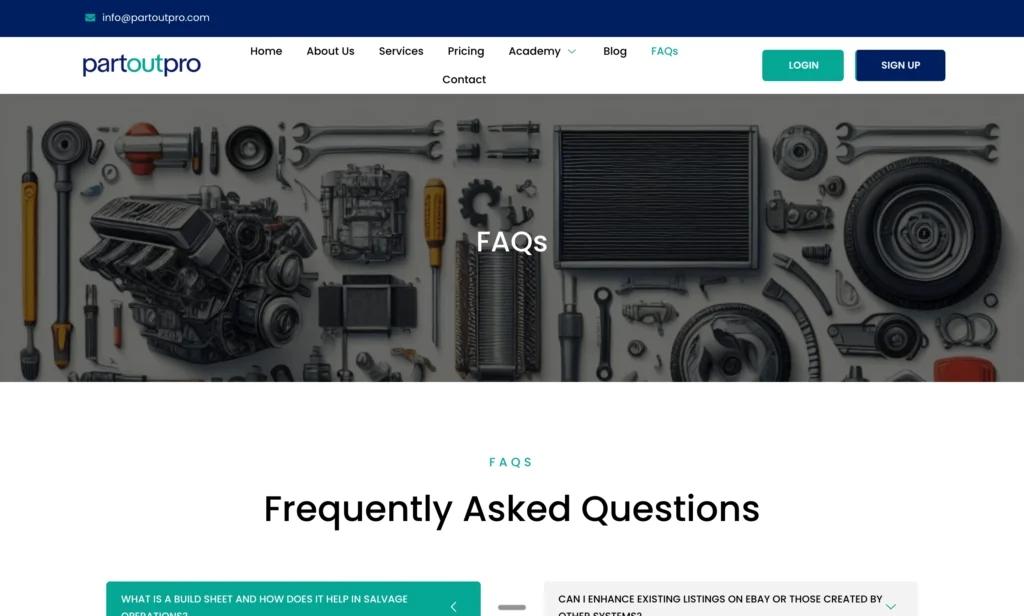 PartOutPRO FAQ | Answering Your Auto Parts Listing Questions