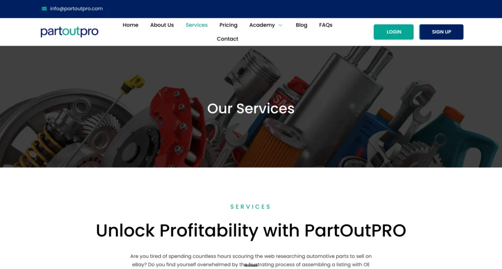 Salvage Auto Parts Listing Tool | Fitment Data for eBay | PartOutPRO